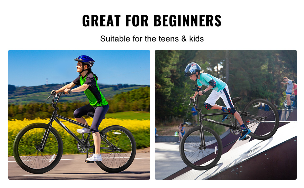 VEVOR 24-Inch BMX Bike Freestyle Bike Men Kids BMX Bicycle Hi-Ten Steel Frame | VEVOR US