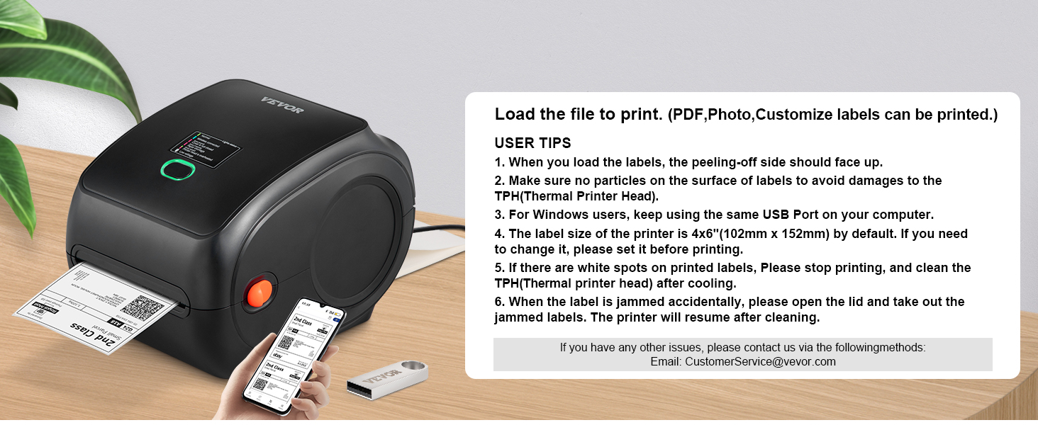 VEVOR Direct Bluetooth Thermal Label Printer HD(300DPI), All in One BT ...