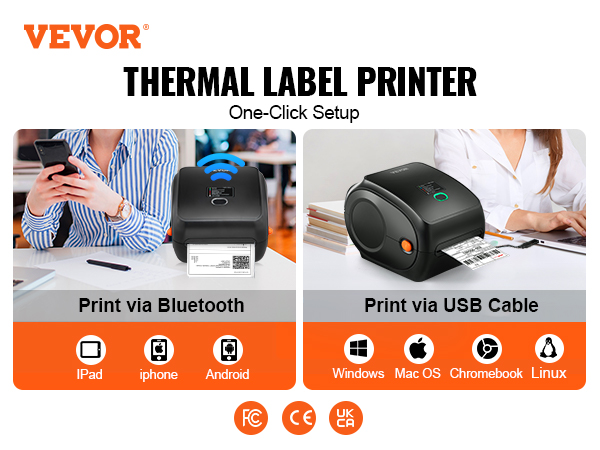 VEVOR Thermal Label Printer 4x6 300DPI USB/Bluetooth for Amazon eBay ...