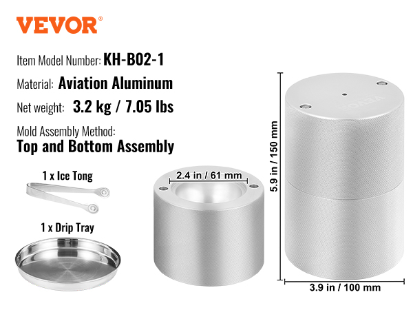VEVOR Ice Ball Press Kit, Aircraft Al Alloy Ice Press with Ice Block ...