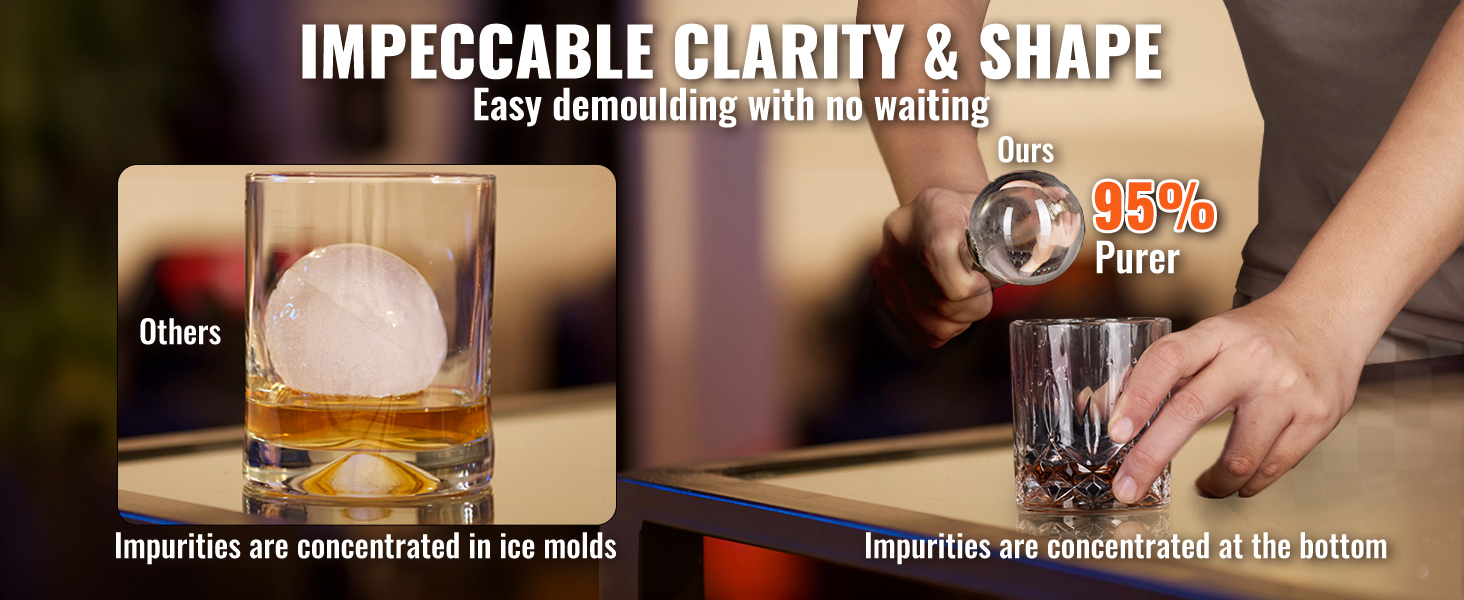 VEVOR Ice Ball Maker, Crystal Clear Ice Ball Maker 2.36inch Ice Sphere ...