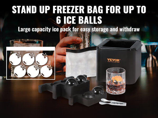VEVOR Ice Ball Maker, Crystal Clear Ice Ball Maker 2.36inch Ice Sphere ...