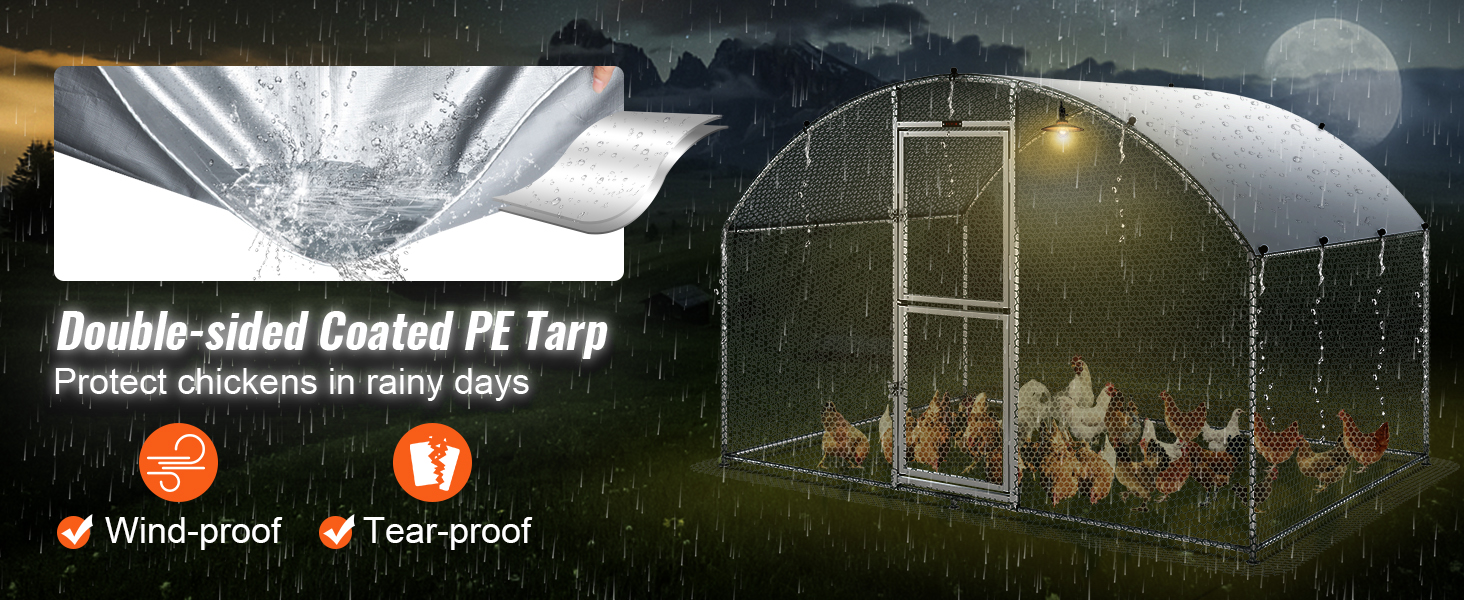 VEVOR Large Metal Chicken Coop with Run, Walkin Chicken Coop for Yard ...