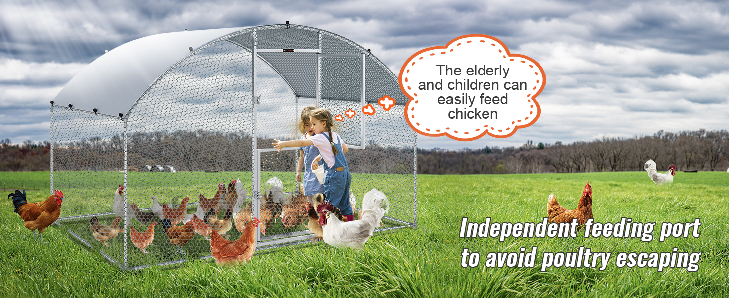 VEVOR Large Metal Chicken Coop with Run, Walkin Chicken Coop for Yard ...