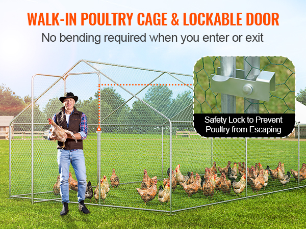 VEVOR Large Metal Chicken Coop, 9.8x19.3x6.5 ft Walk-in Chicken Runs ...
