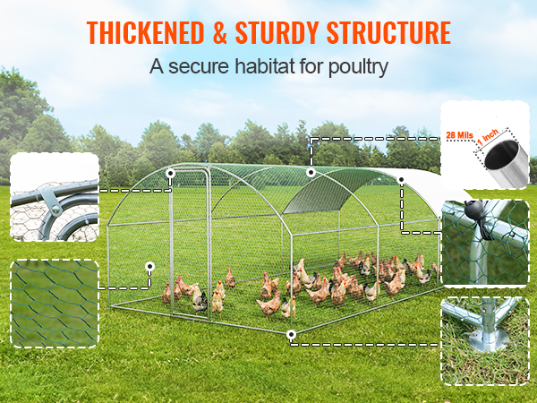 VEVOR Large Metal Chicken Coop with Run, 9.8x19.3x6.5 ft Walk-in ...
