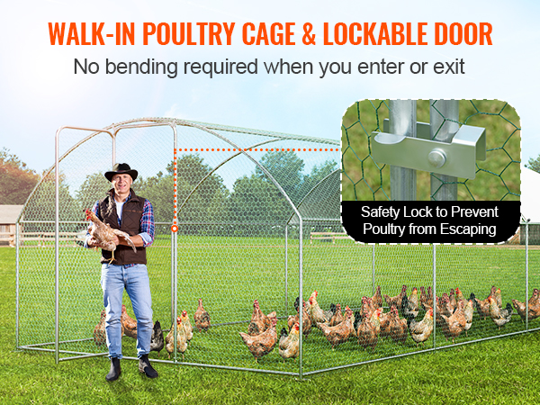 VEVOR Large Metal Chicken Coop with Run, 9.8x19.3x6.5 ft Walk-in ...