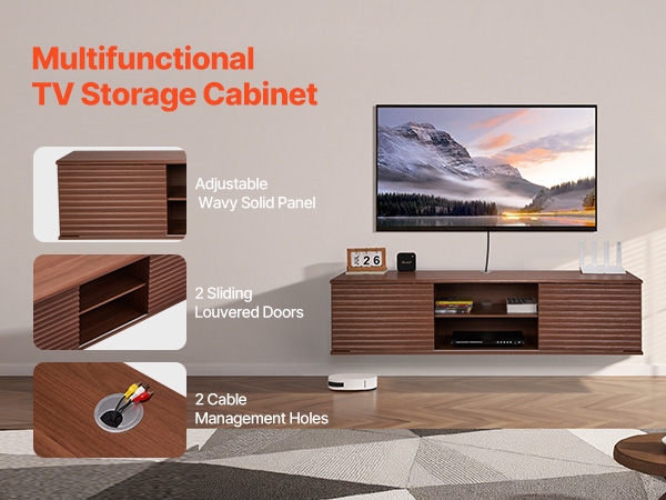 VEVOR Floating TV Stand, 60" Wall Mount Entertainment Center with ...