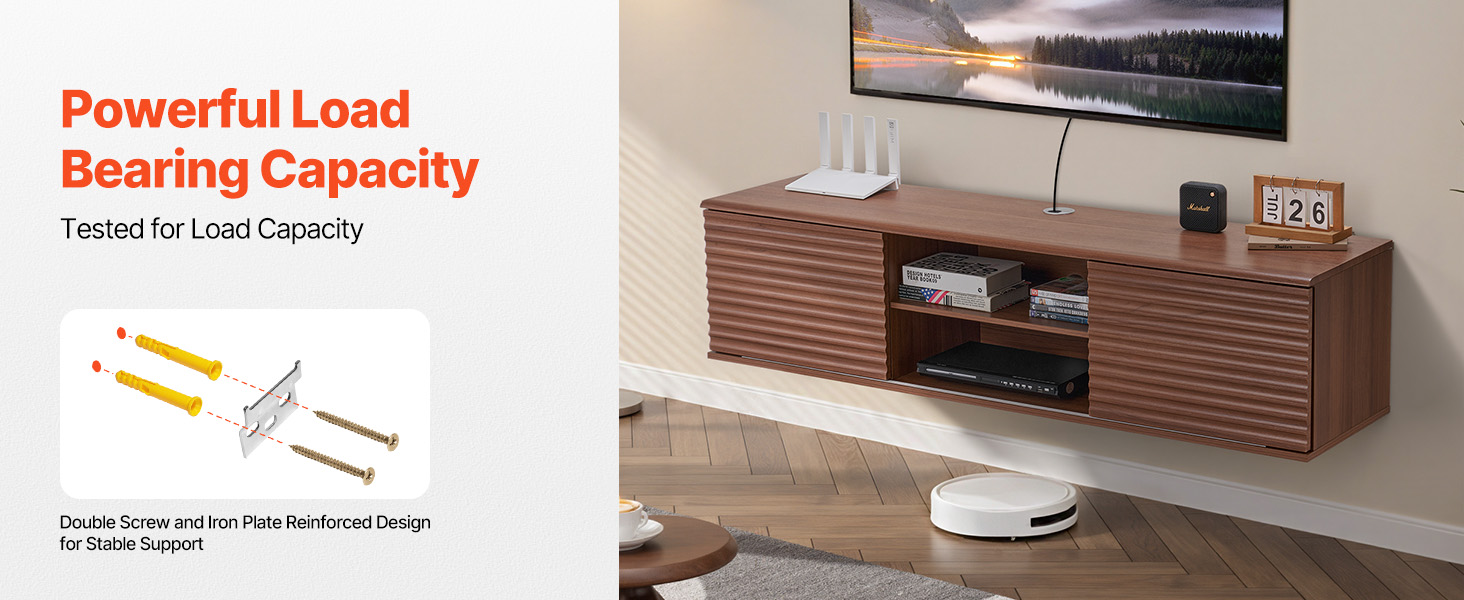 VEVOR Floating TV Stand 60" Entertainment Center Adjustable Shelf ...
