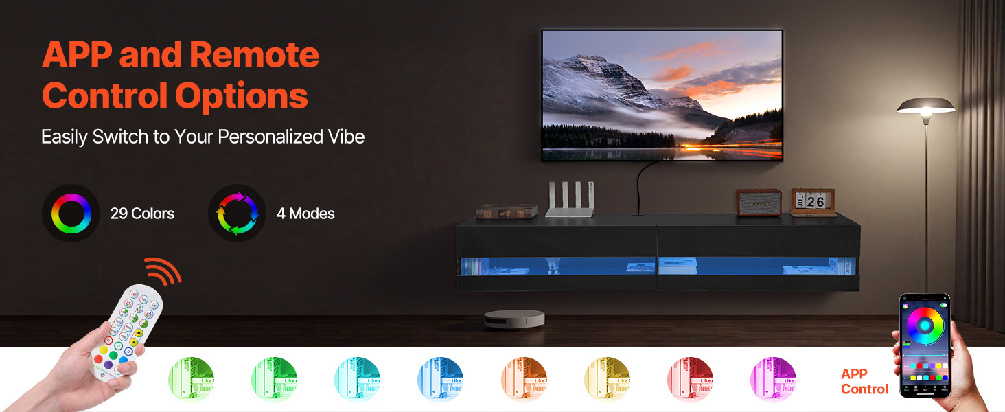 VEVOR Floating TV Stand, 71 in Wall Mount Entertainment Center with ...