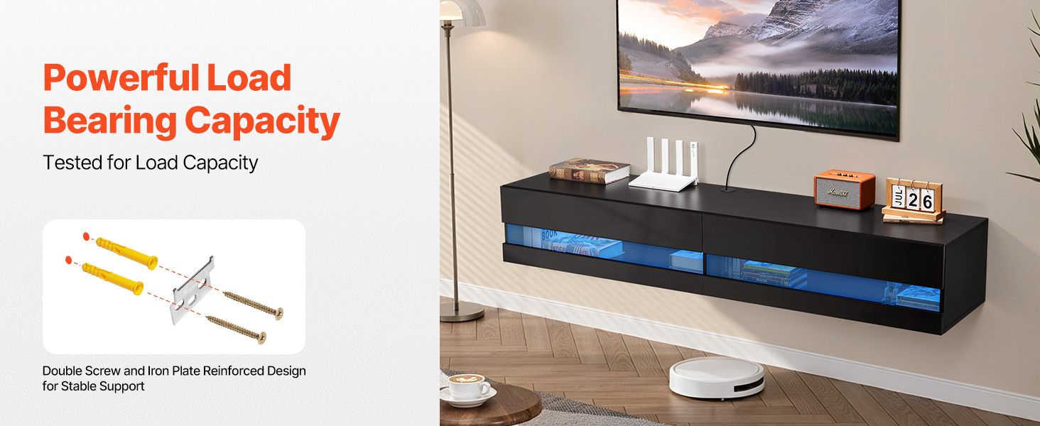 VEVOR Floating TV Stand, 71 in Wall Mount Entertainment Center with ...