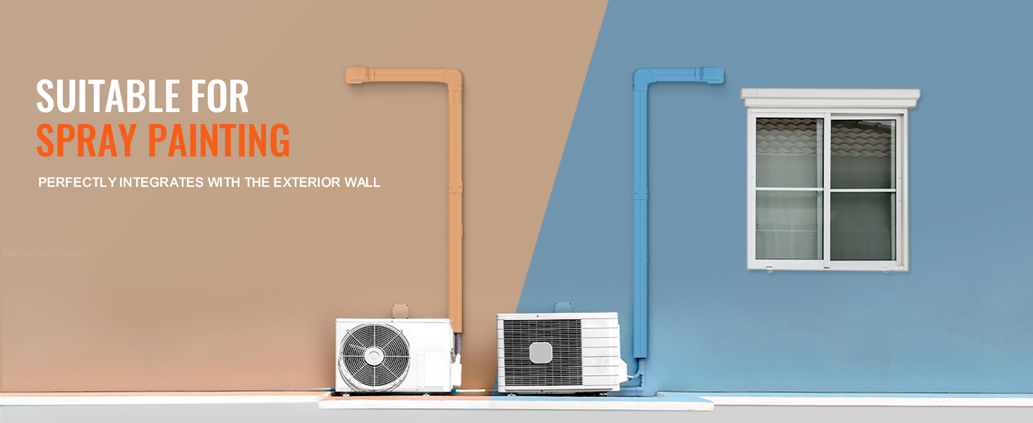 VEVOR Mini Split Line Set Cover 3-inch W 10Ft L, PVC Decorative Pipe ...