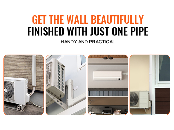 VEVOR Mini Split Line Set Cover 3-inch W 10Ft L, PVC Decorative Pipe ...