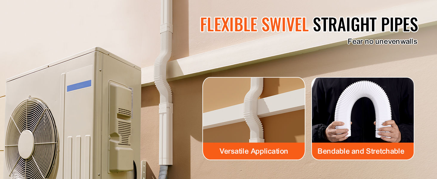 VEVOR Mini Split Line Set Cover 3-inch W 15.8Ft L, PVC Decorative Pipe ...