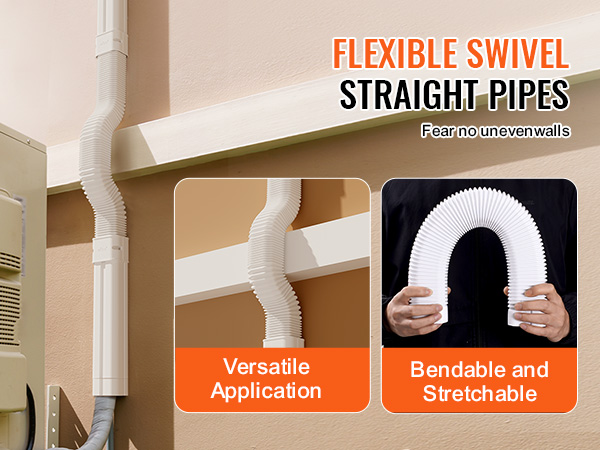VEVOR Mini Split Line Set Cover 3-inch W 17.6Ft L, PVC Decorative Pipe ...