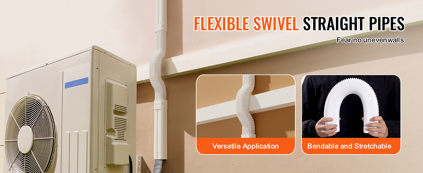 VEVOR Mini Split Line Set Cover 76.2mm W 5400mm L, PVC Decorative Pipe ...