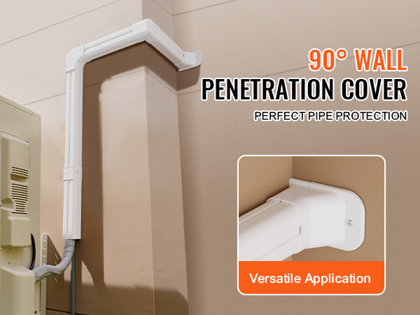 VEVOR Mini Split Line Set Cover 3-inch W 7.4Ft L, PVC Decorative Pipe ...