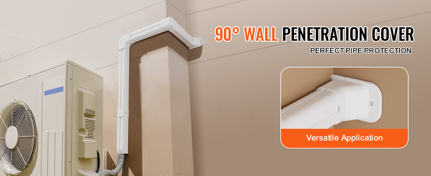 VEVOR Mini Split Line Set Cover 3-inch W 7.4Ft L, PVC Decorative Pipe ...
