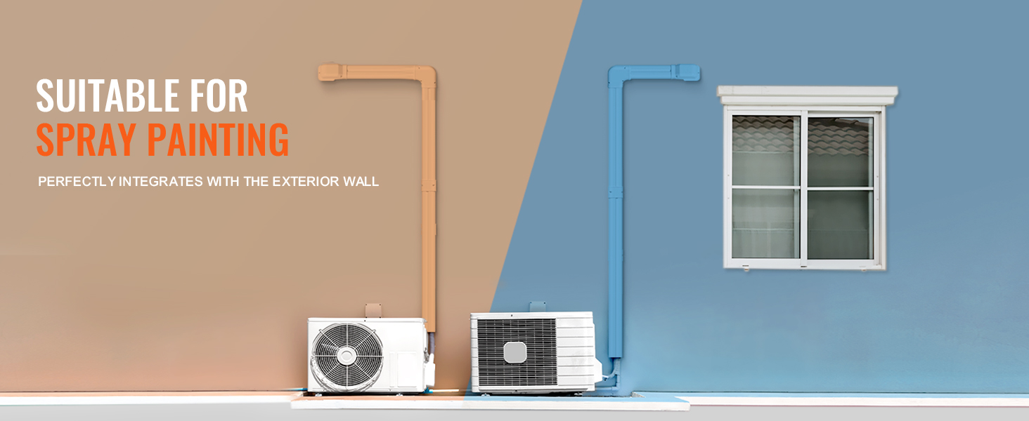 VEVOR Mini Split Line Set Cover 3-inch W 7.4Ft L, PVC Decorative Pipe ...