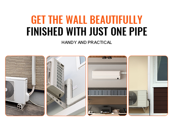 VEVOR Mini Split Line Set Cover 3-inch W 7.4Ft L, PVC Decorative Pipe ...