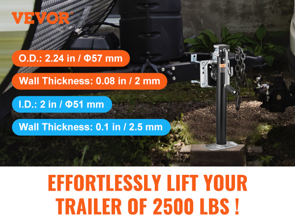 VEVOR Trailer Jack, Trailer Tongue Jack Fix Mount Bolt-on 2500 lb ...
