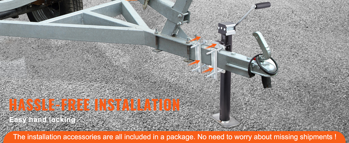 VEVOR Trailer Jack, Trailer Tongue Jack Fix Mount Bolt-on 2500 lb ...