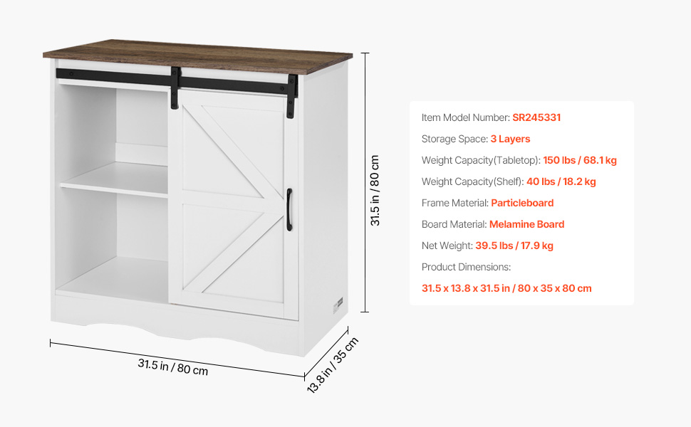 VEVOR Coffee Bar Cabinet, 31.5 Inch Farmhouse Coffee Bar Cabinet with ...