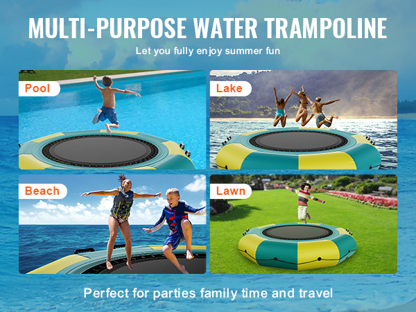 VEVOR Inflatable Water Bouncer, 10ft Recreational Water Trampoline ...