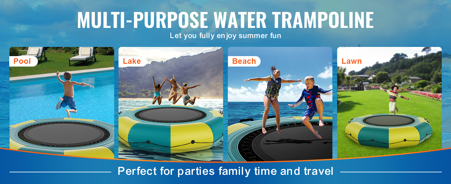 VEVOR Inflatable Water Bouncer, 10ft Recreational Water Trampoline ...