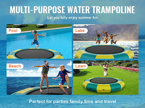 VEVOR Inflatable Water Bouncer, 13ft Recreational Water Trampoline ...