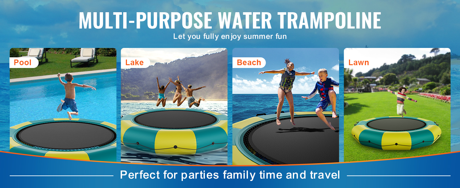 VEVOR Inflatable Water Bouncer, 13ft Recreational Water Trampoline ...