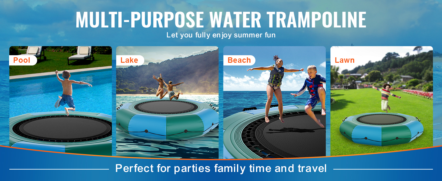 VEVOR Inflatable Water Bouncer, 10ft Recreational Water Trampoline ...