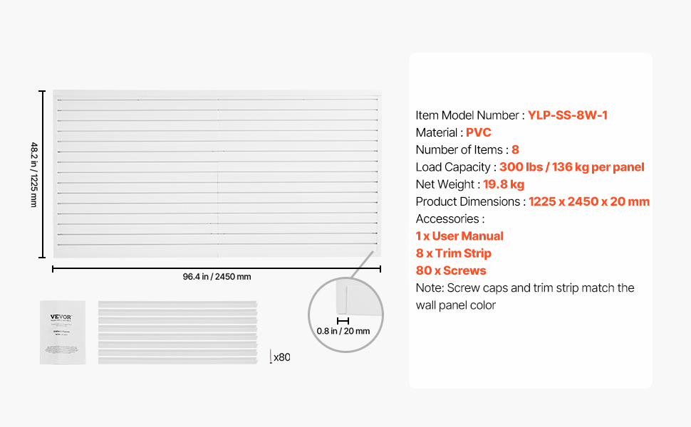 8 x 4 ft Slat Wall Paneling PVC White Garage Slatwall with Modular ...