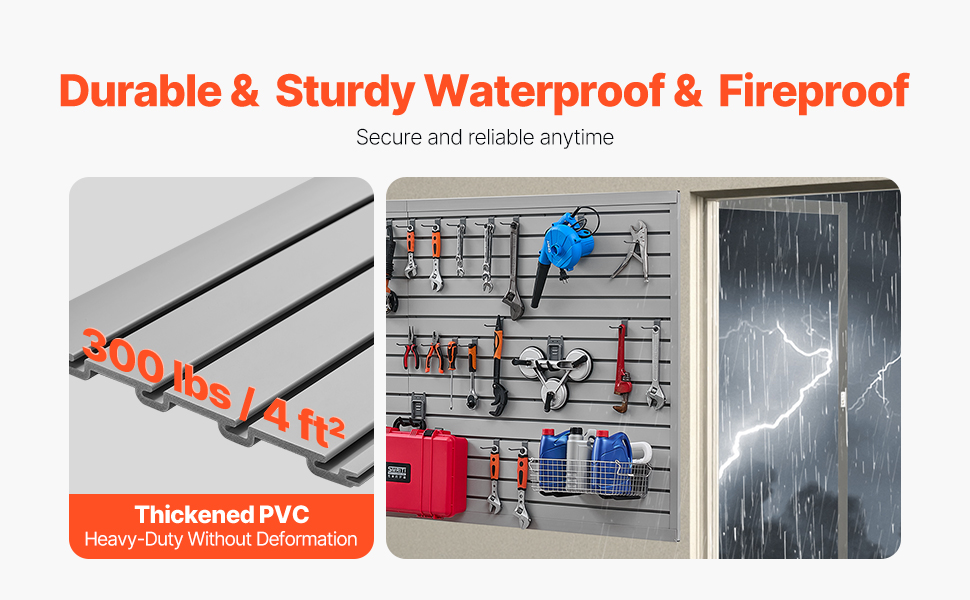 8 x 4 ft Slat Wall Paneling PVC Grey Garage Slatwall with Modular ...