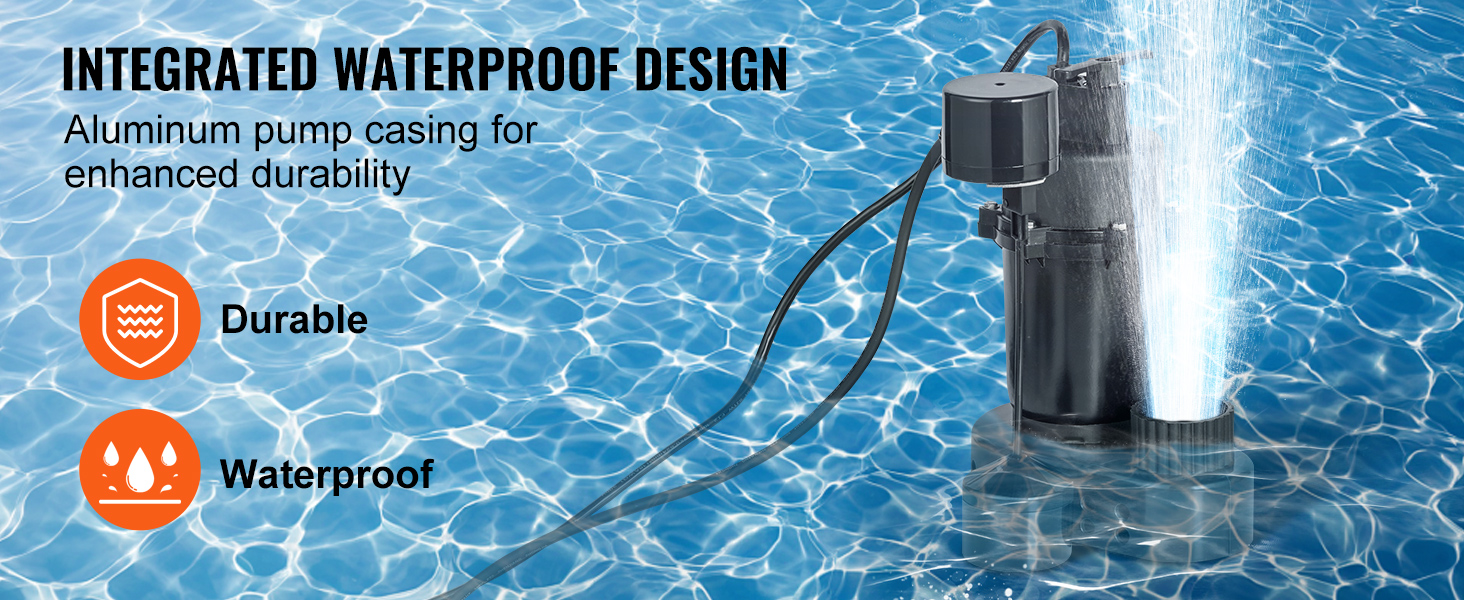 VEVOR Utility Sink Pump, 1/2 HP, 120-Volt, 3500 GPH Flow, 28 ft Head ...