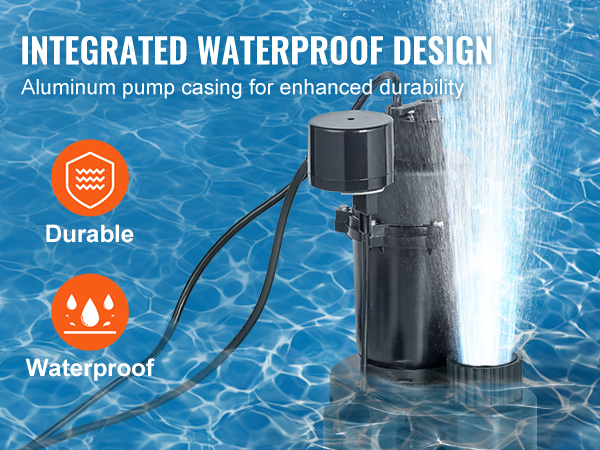 VEVOR Utility Sink Pump, 1/3 HP, 120-Volt, 2900 GPH Flow, 25 ft Head ...