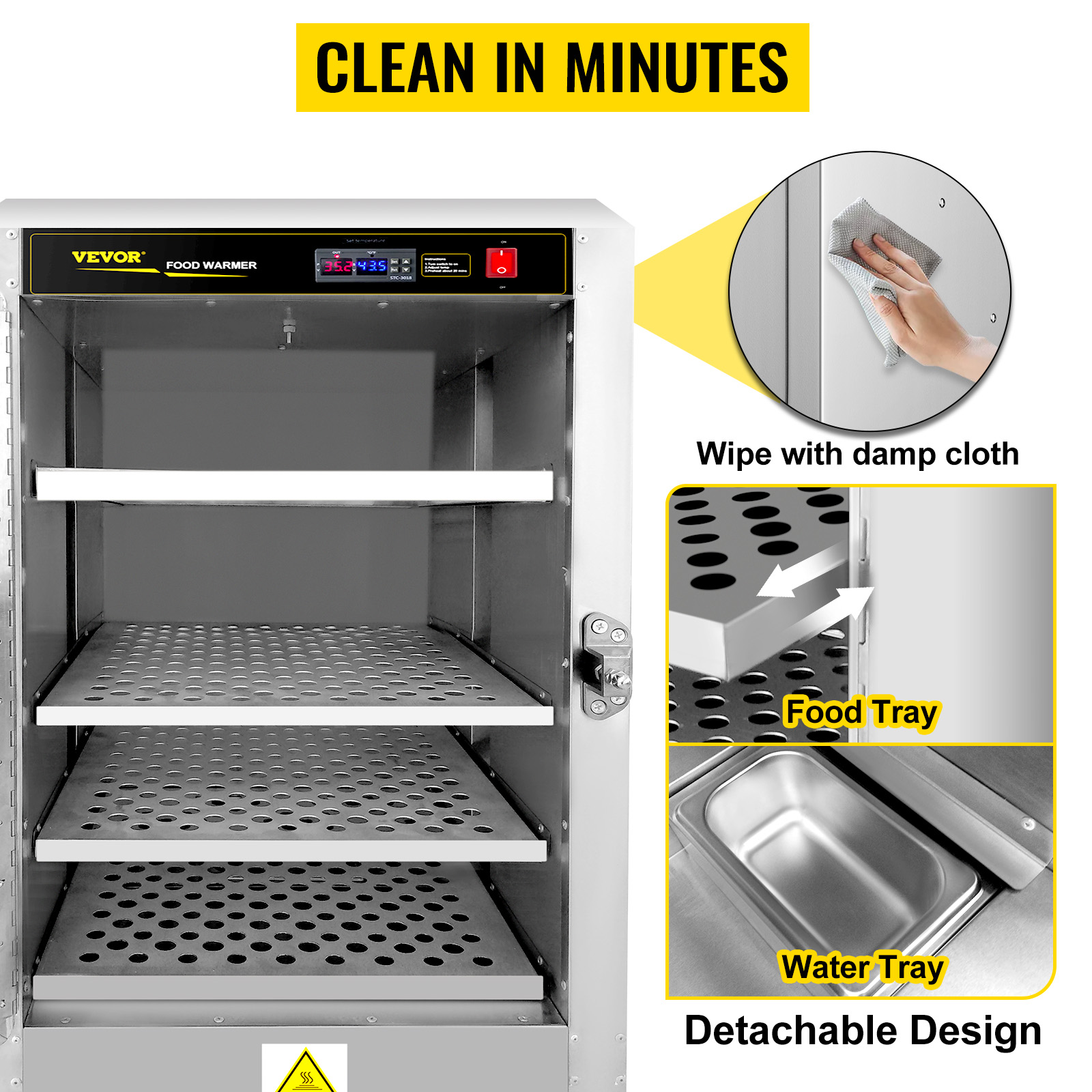 VEVOR Hot Box Food Warmer, 16"x22"x24" Concession Warmer with Water ...
