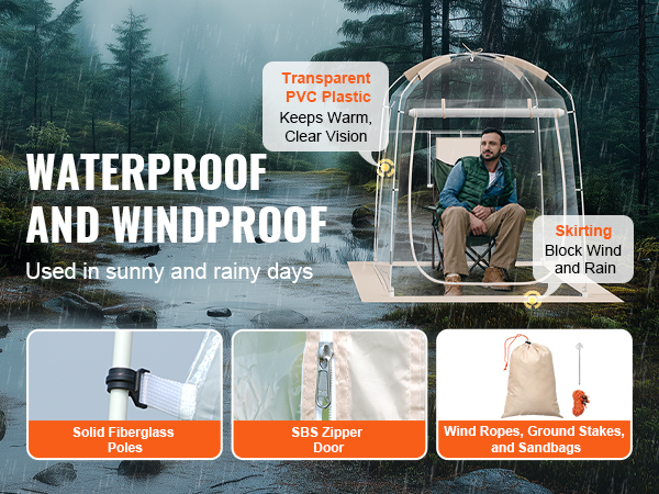 VEVOR Sports Tent Instant Tent Shelter Weather Proof 1 Person Clear ...