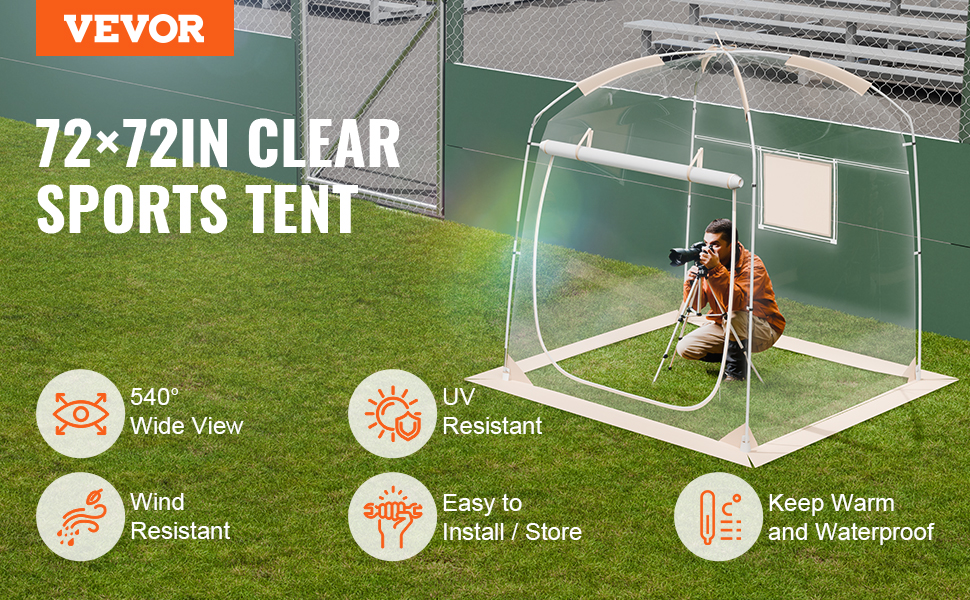 VEVOR transparante tent pop-up tent campingtent bubbel 12-15 personen 4 ...