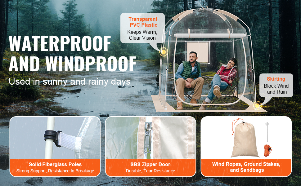 VEVOR transparante tent pop-up tent campingtent bubbel 12-15 personen 4 ...