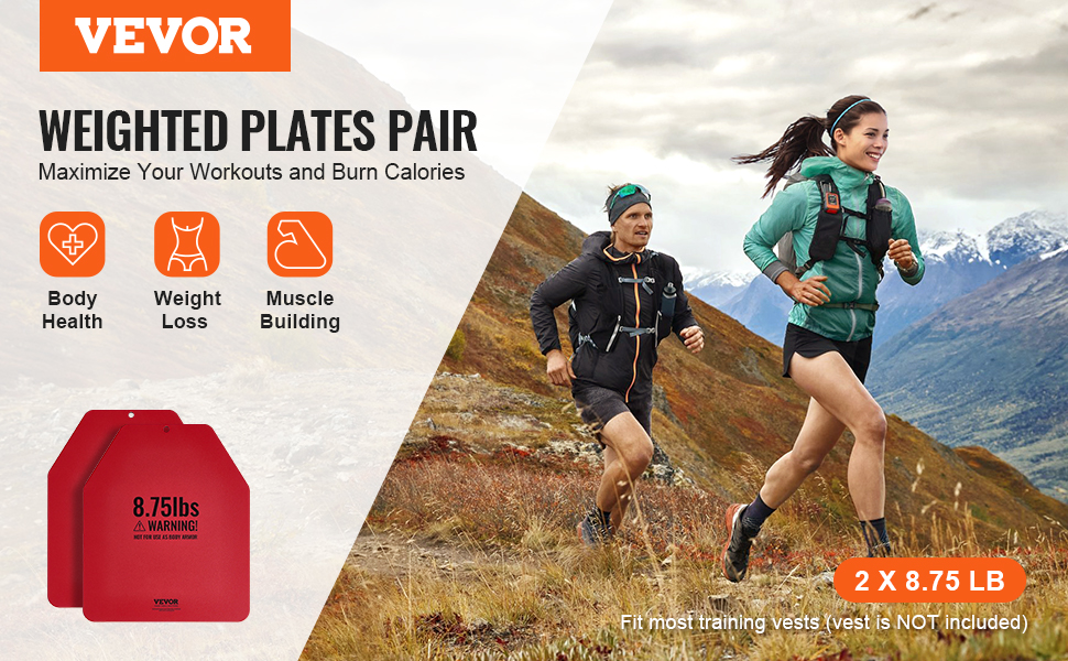 VEVOR Weight Vest Plates for Strength Training Running Workout 2x8.75 ...