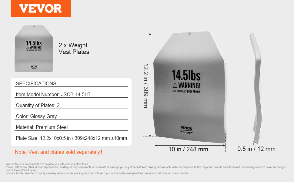 VEVOR Curved Weight Vest Plates for Strength Training Workout 2x14.5 LB ...