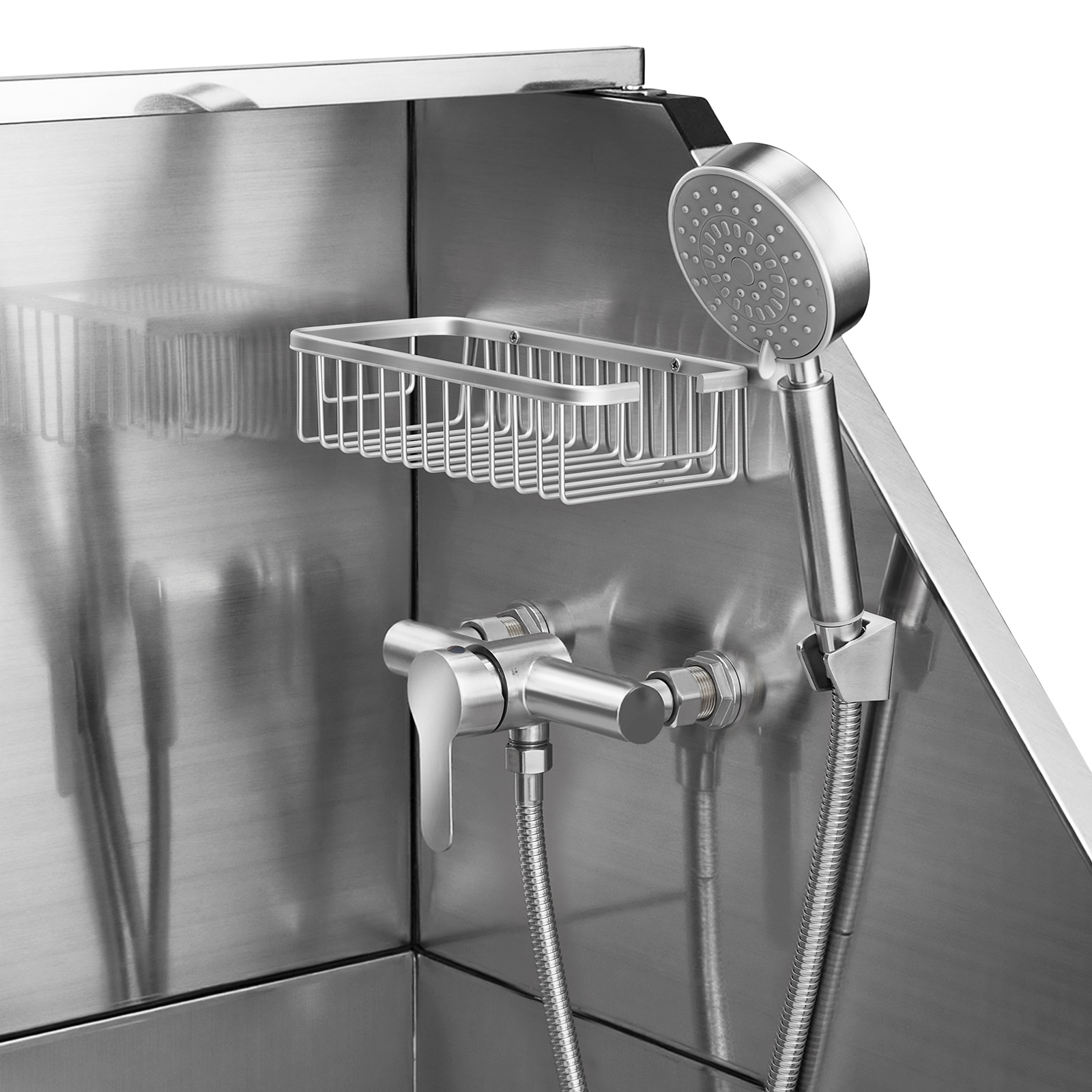 VEVOR 86.4 cm Dog Grooming Bath Tub Stainless Steel w Stairs Faucet ...