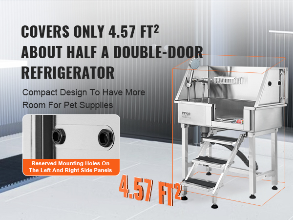 VEVOR 34" Pet Dog Bathing Station w/Ramp, Professional Stainless Steel ...