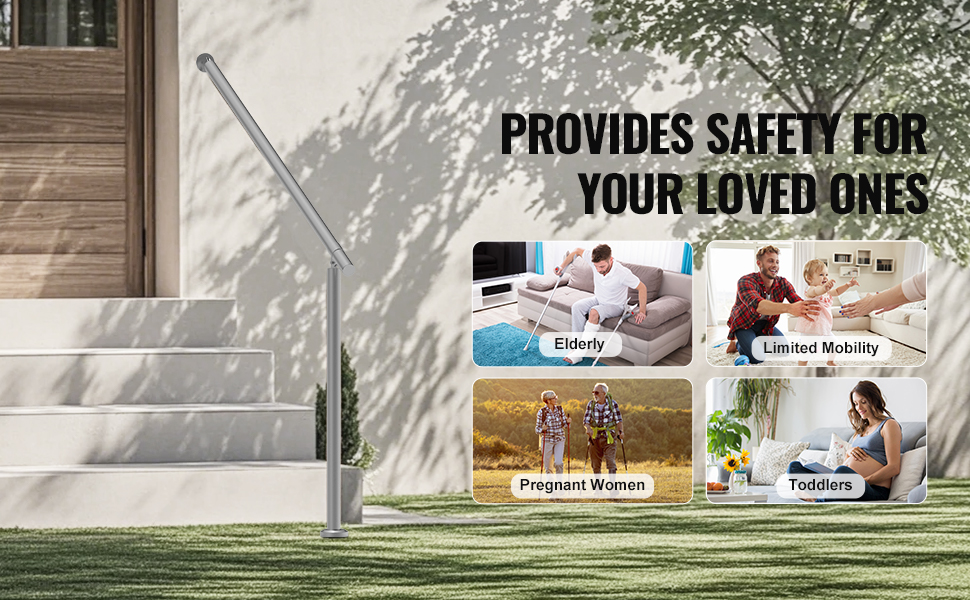 VEVOR 47.3in 120cm Handrails for Outdoor Steps for Porch Deck Stainless ...