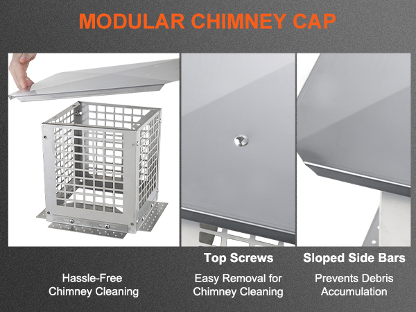 VEVOR Chimney Cap, 9 x 9 inch, 304 Stainless Steel Fireplace Chimney ...
