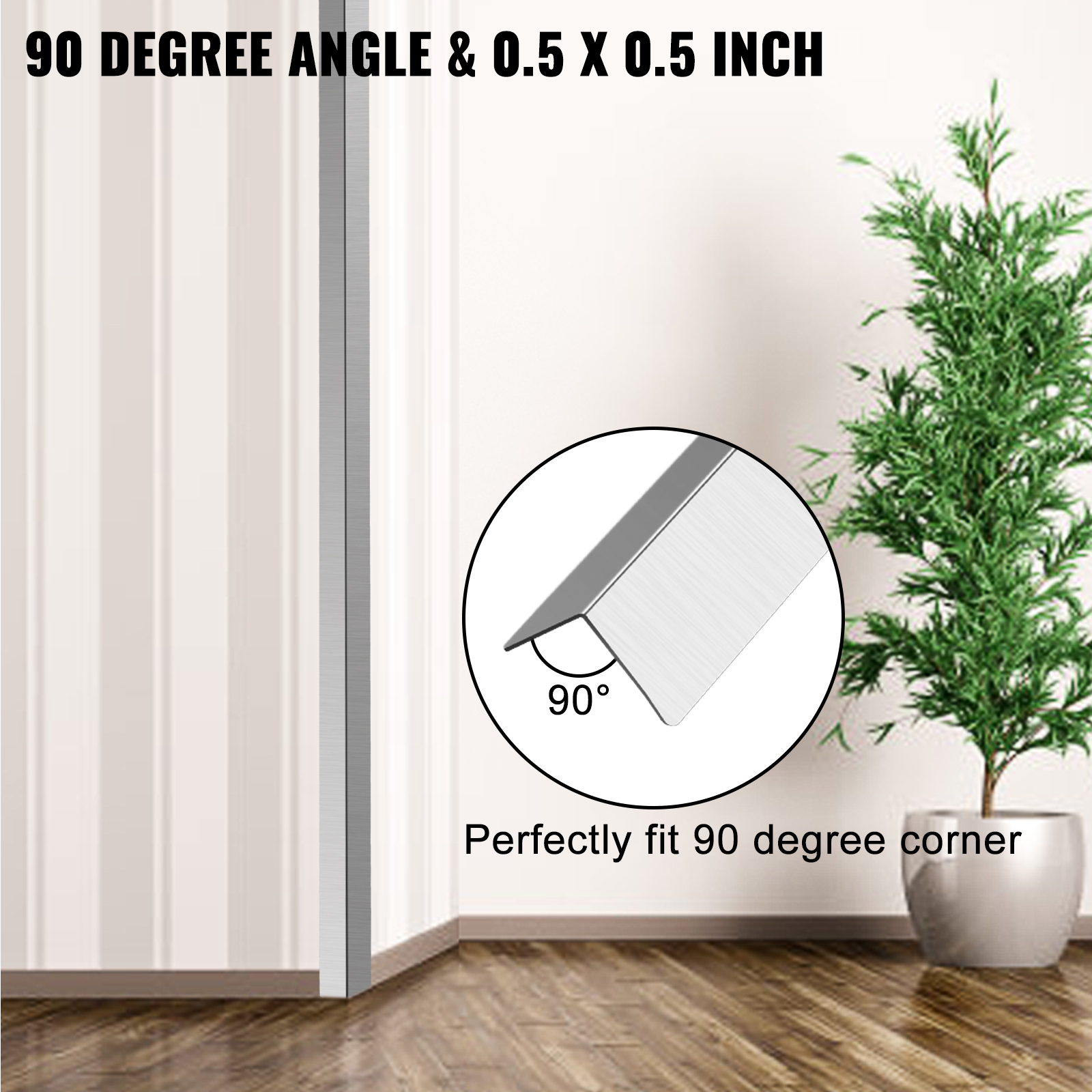 VEVOR Stainless Steel Corner Guards 0.5 x 0.5 x 48 inch Metal Wall ...