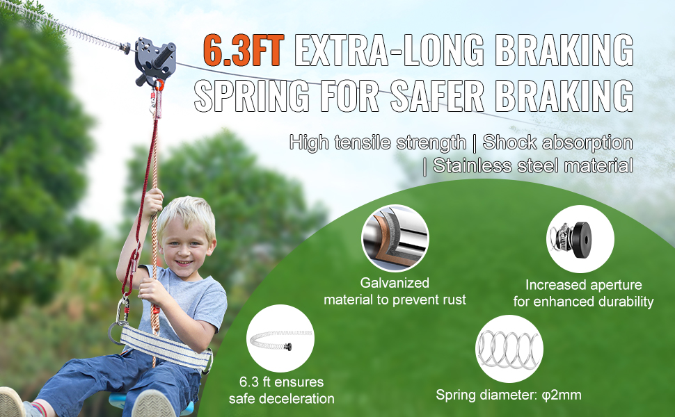 VEVOR Zipline Kit for Kids and Adult, 160 ft Zip Line Kits Up to 500 lb ...