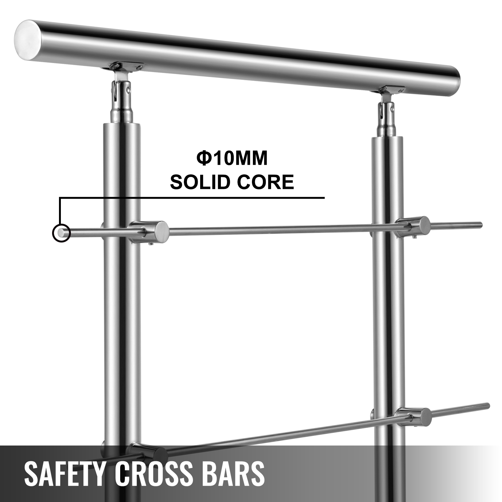 VEVOR Stainless Stair Handrail with 2 Cross Bars Hand Rails for Steps ...