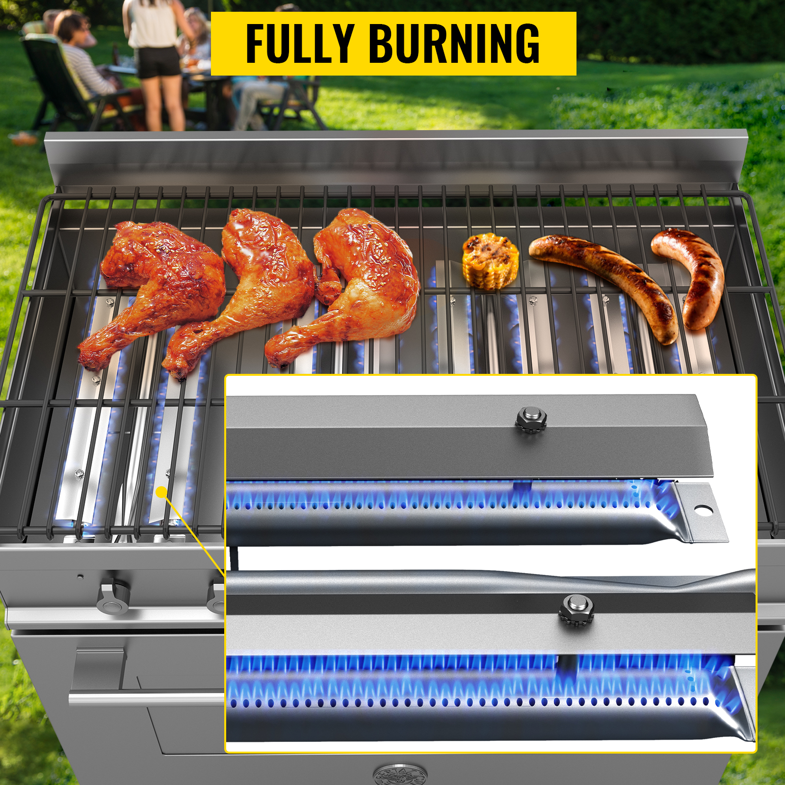 VEVOR Replacement U Burner, Stainless Steel Grill Burners, 3 Packs BBQ ...
